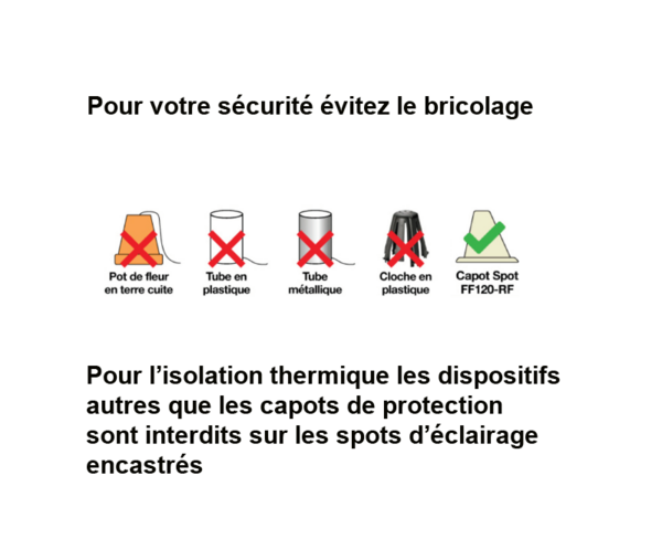 Capot spot Protection incendie isolation éclairage encastré